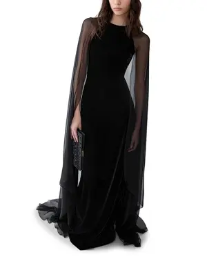 Carolina Herrera Round Neck Cape Gown