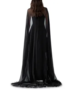 Carolina Herrera Round Neck Cape Gown