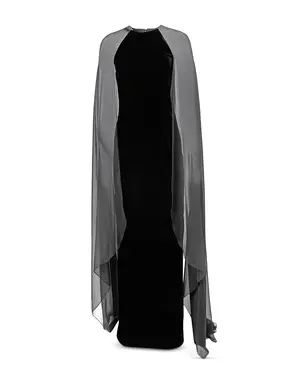Carolina Herrera Round Neck Cape Gown