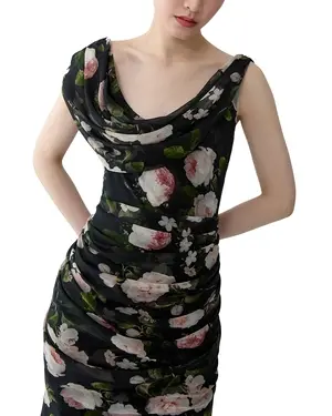 Carolina Herrera Silk Draped Off Shoulder Dress