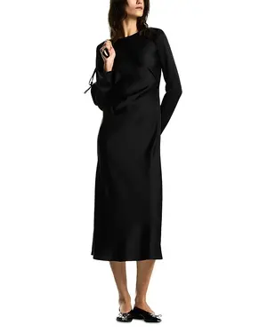 Emporio Armani Techno Twill Gathered Waist Dress - Black