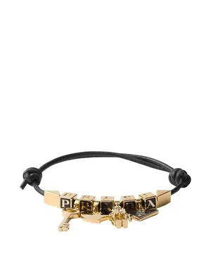 Prada Nappa Leather And Metal Bracelet Black