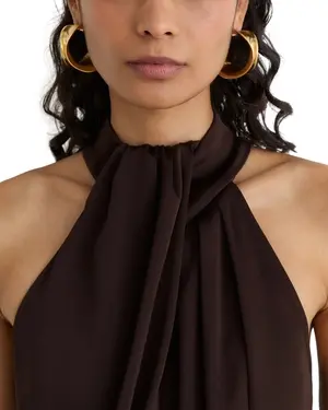 REISS Bianca Satin Color Blocked Dress - Burgundy/green