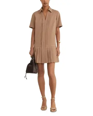 REISS Elena Pleat Skirt Mini Dress