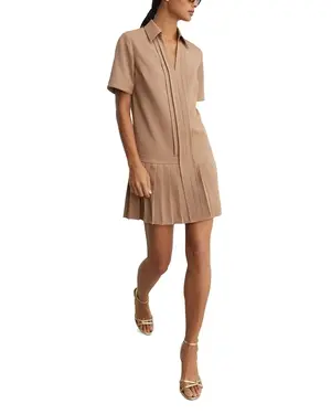 REISS Elena Pleat Skirt Mini Dress