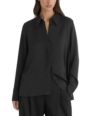 REISS Elora Jacquard Long Sleeve Shirt - Black