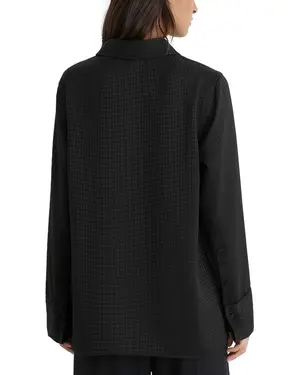 REISS Elora Jacquard Long Sleeve Shirt - Black