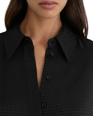 REISS Elora Jacquard Long Sleeve Shirt - Black