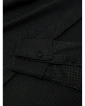 REISS Elora Jacquard Long Sleeve Shirt - Black