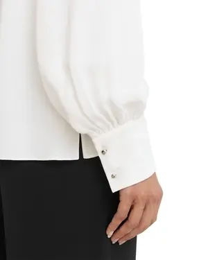 REISS Estelle Lace Trim Crepe Shirt