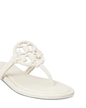 Tory Burch Miller Knotted Imitation Pearl Suede Sandals