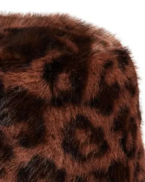 Aqua Faux Fur Pillbox Hat Exclusive - Leopard