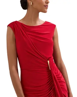 PHASE EIGHT Petite Ruffled Side Gathered Maxi Dress