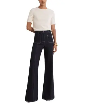 REISS Stevie Cashmere Short Sleeve Top - Ivory