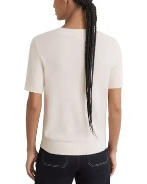 REISS Stevie Cashmere Short Sleeve Top - Ivory
