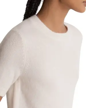 REISS Stevie Cashmere Short Sleeve Top - Ivory