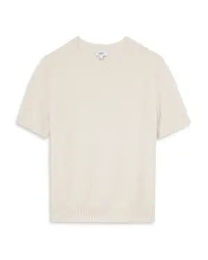 REISS Stevie Cashmere Short Sleeve Top - Ivory