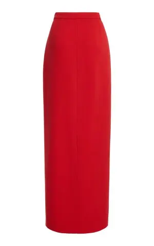 SERGIO HUDSON Stretch Crepe Maxi Pencil Skirt With Slit - Red