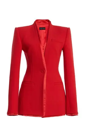 SERGIO HUDSON Single-breasted Blazer With Edge Detail - Red