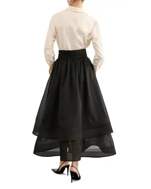 TOCCIN Amber Silk Tiered Maxi Skirt