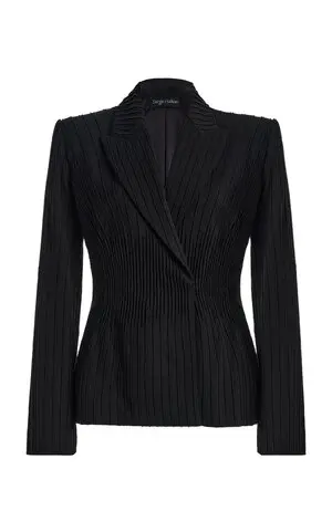 SERGIO HUDSON Double-breasted Beaded Blazer - Black