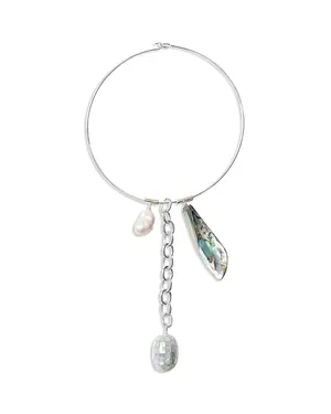 Chan Luu Shore Baroque Freshwater Pearl & Collar Necklace, 15.5 - Abalone