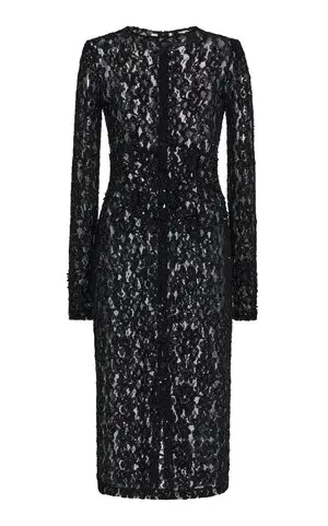 SERGIO HUDSON Hand-embroidered Lace Midi Dress - Black