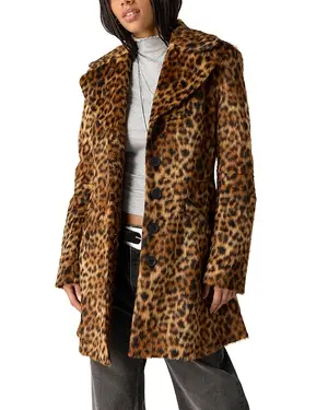 Free People Delancy Print Faux Fur Coat - Leopard