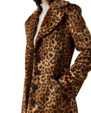 Free People Delancy Print Faux Fur Coat