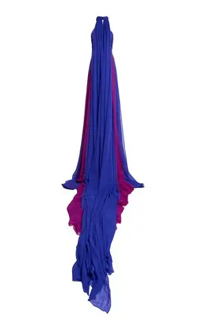 SERGIO HUDSON Cross-neck Silk Chiffon Button-skirt Gown