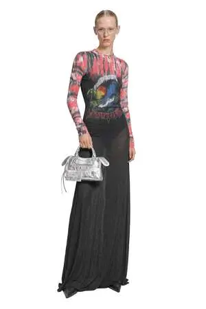 Balenciaga Extreme Tie Dye Long Sleeve Dress - Black