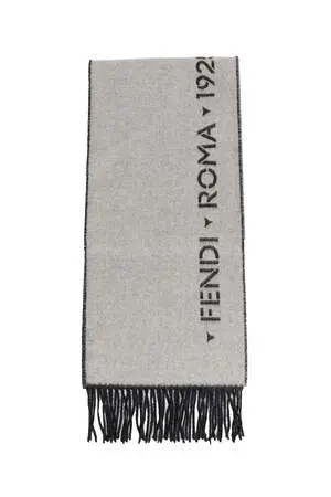 Fendi Stencil 1925 Wool And Cashmere Scarf Grey