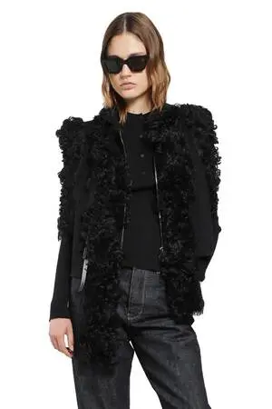 Fendi Wool And Shearling Gilet - Black