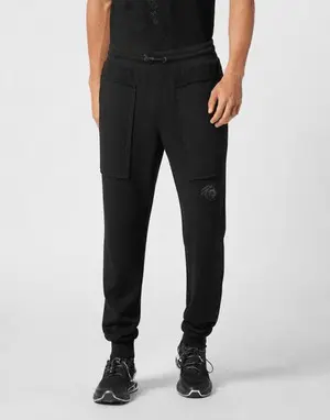 PLEIN SPORT Destroyed Jogging Pants Raw Edge - Black