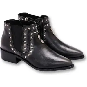 CLARA BARCELO Take It Or Leave It Studded Leather Chelsea Boot - Black