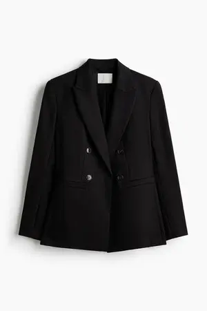 H&M Double-breasted Casual Blazer - Black