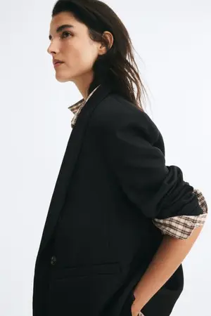 H&M Double-breasted Casual Blazer - Black