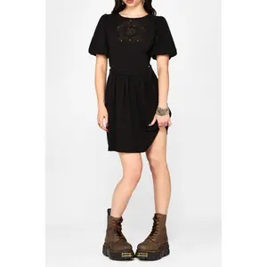 DISTURBIA Ophidian Embroidered Cut Out Mini Dress - Black