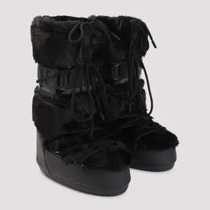Moon Boot Icon Faux Fur Boot - Black