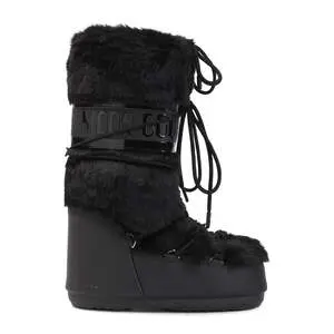 Moon Boot Icon Faux Fur Boot - Black