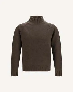 ARAGONA CASHMERE High Neck Sweater - Brown