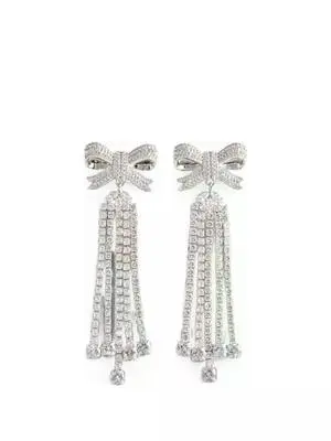 SELF-PORTRAIT Crystal Bow-motif Earrings - Silver