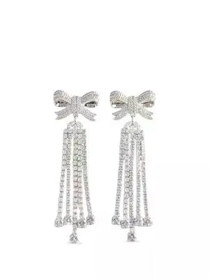 SELF-PORTRAIT Crystal Bow-motif Earrings - Silver