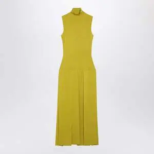 Alaïa Lime Pleated Knit Maxi Dress