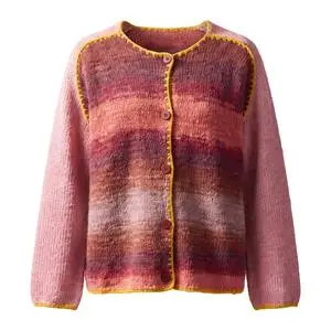 ANA CHIC Sunset Ombre Handmade Knitted Cardigan - Pink