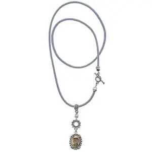 GEM KINGDOM Vintage Cameo Cord Pendant Necklace - Grey