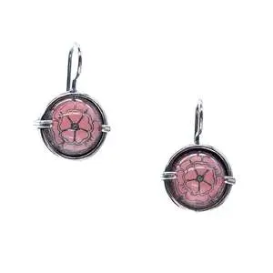 GEM KINGDOM Pink / Silver Pink Rose Earrings - Pink/silver