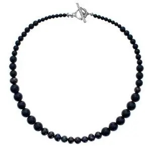 GEM KINGDOM Matte Onyx Pearl Necklace