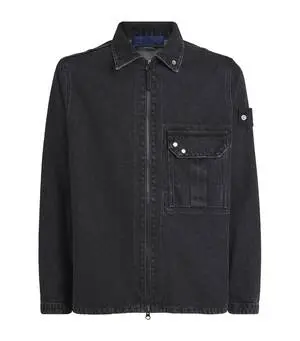 Stone Island Denim Zip-up Overshirt - Black