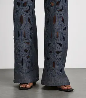 CHRISTIE BROWN Laser-cut Wide-leg Jeans